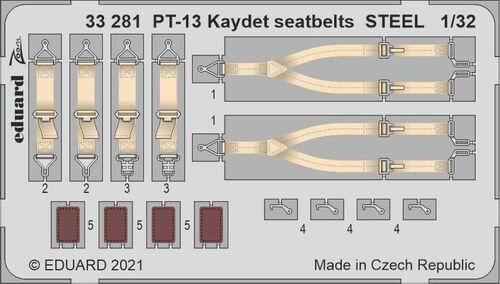 Eduard 33281 PT-13 Kaydet seatbelts STEEL RODEN