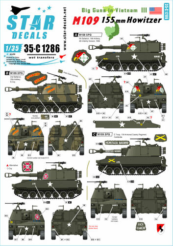 Star-Decals 35-C1286 Big Guns in Vietnam # 3. US M109 155mm SP Guns.