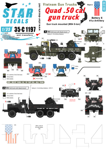 Star-Decals 35-C1197 Vietnam Gun Trucks # 4. Quad .50 cal gun truck, 'EASY RIDER', 'YOUNG CRUSADERS'.