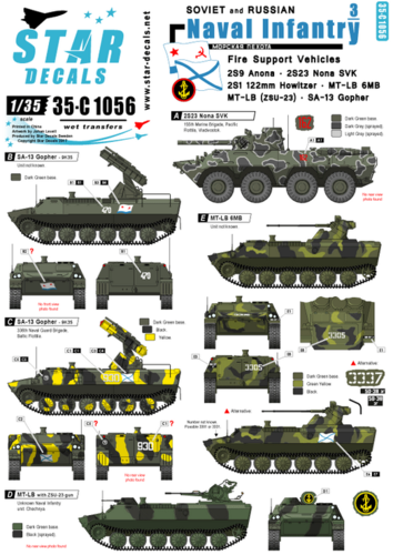 Star-Decals 35-C1056 Soviet/Russian Naval Infantry # 3. Fire Support and AA.