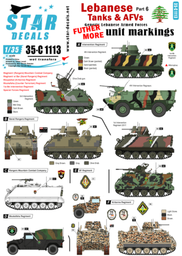 Star-Decals 35-C1113 Lebanese Tanks & AFVs #6. Futher more generic unit insignias for tanks and AFVs.