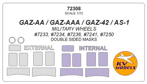 KV Models 72308 GAZ-AA / GAZ-AAA / GAZ-42 / AS-1 (Military Wheels) - (Double Sided Masks)
