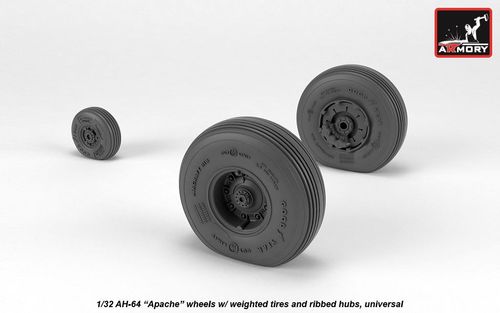 Armory Models Group AW32312 AH-64 Apache wheels w/ weighted tires, spoked hubs