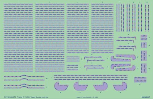 Eduard D72020 Fokker D.VII rib tapes 5color lozenge EDUARD