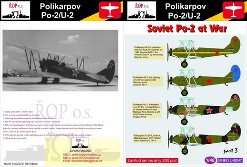 Ropos Models MNFDL48047 Polikarpov Po-2/U-2 - Soviet Po-2 at War