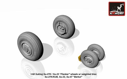 DISCONTINUED Armory Models Group AW48023 Sukhoj Su-27K / Su-33 wheels w/ weighted tires, front mudguard
