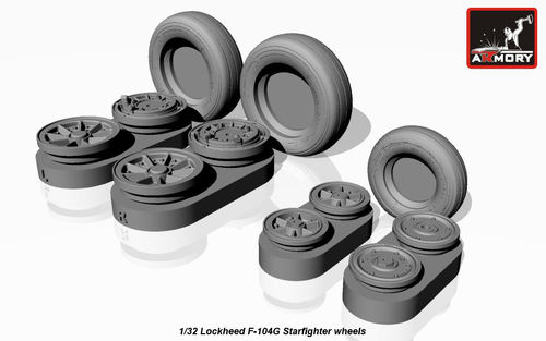 Armory Models Group AW32301 F-104G Starfighter wheels, w/ optional nose wheels, weighted