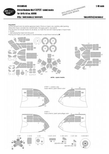 New Ware AM0540 Bristiol Blenheim Mk.IF EXPERT kabuki masks for Airfix