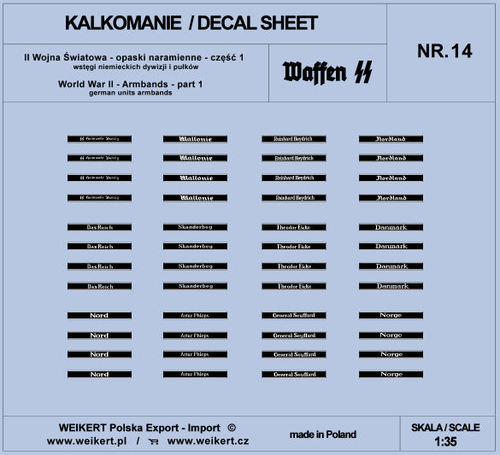 Weikert Decals DEC214 Opaski naramienne - wstęgi niemieckich dywizji i pułków ver.1 - vol.14