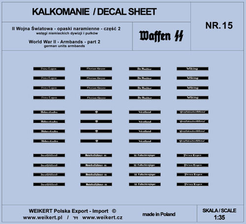 Weikert Decals DEC215 Opaski naramienne - wstęgi niemieckich dywizji i pułków ver.1 - vol.15