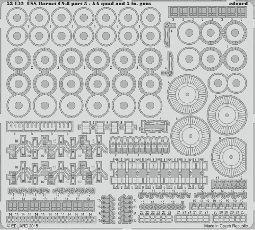 DISCONTINUED Eduard 53132 USS Hornet CV-8 part 5 - AA quad and 5 in guns Merit 62001