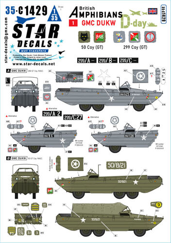 Star-Decals 35-C1429 D-Day DUKW. British Amphibians # 1 - 50 Coy (GT) and 299 Coy (GT)