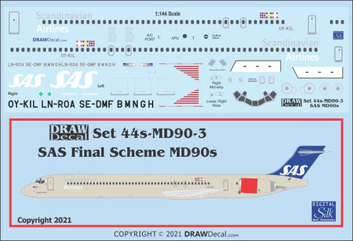 Draw Decal 44-MD90-03 McDonnell Douglas MD-90 - SAS Final Scheme