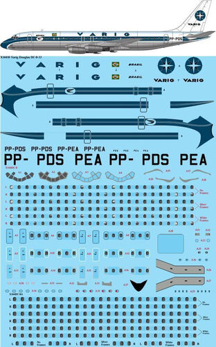 26 Decals X14410 Douglas DC-8-32 -Varig Brasil laser decal with screen print details