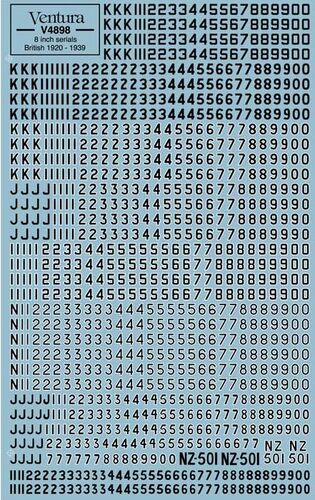 Ventura 4898 8 inch RAF and Commonwealth serials letters and numbers (1920-1939)
