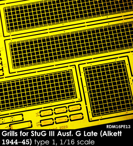Rado Miniatures 16PE13 Grills For StuG III Ausf. G Late (Alkett 1944-45) - Type 1