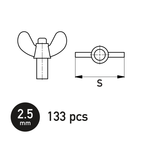 GasHans NB18004 Butterfly Wing Nut 2.5 mm