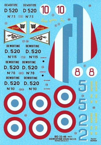 Berna Decals 32048 Dewoitine D.520 GC I/3 Decals