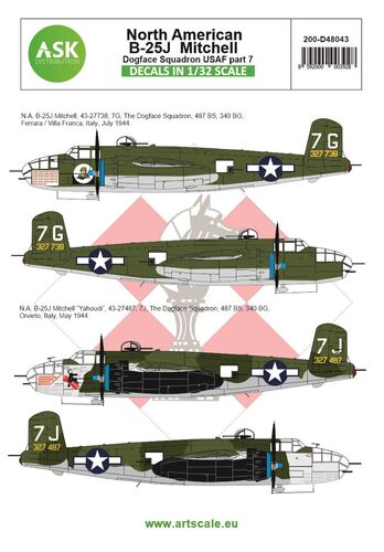 Art Scale Kit D48043 B-25J Mitchell Part 7 - US Dogface Squadron, "Yahoudi", Mediterranean Area