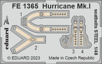 Eduard FE1365 Hurricane Mk.I Seatbelts STEEL HOBBY BOSS