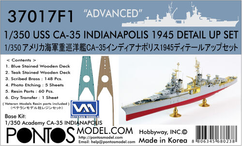 Pontos Model 37017F1 USS Indianapolis CA-35 1945 Advanced Detail Up Set (for Academy)