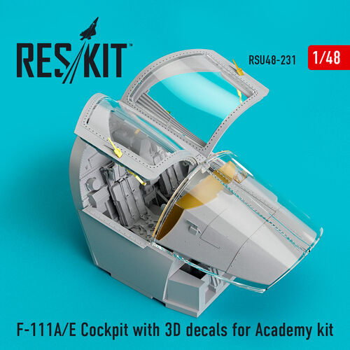 RES/KIT U48-0231 F-111A/E Cockpit With 3D Decals For Academy Kit