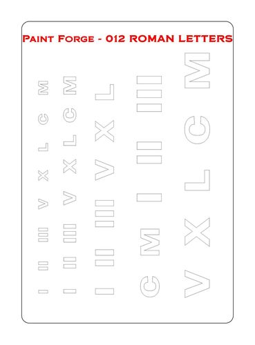 Paint Forge PFST012L Roman Letters Stencils L (size 14.0cm x 20.0cm)