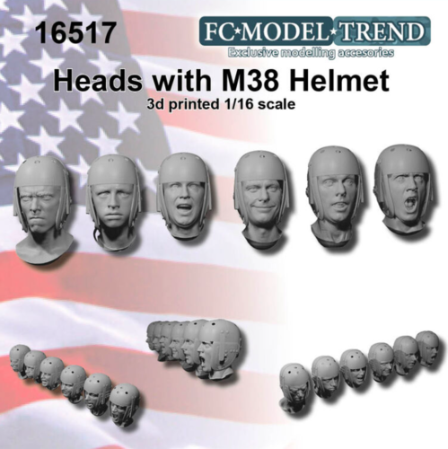 FC ModelTrend 16517 US tank crew WWII heads with M38 helmet