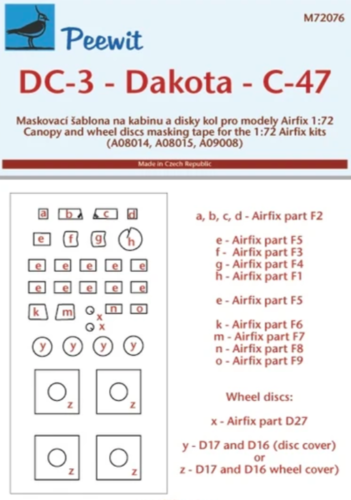 Peewit 72076 Canopy mask for DC-3 Dakota Airfix