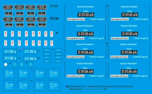 Peddinghaus-Decals 4058 Diesellok Typ D 311 / Trumpeter 00225 Dora Lok D 311.03 a/b-D31104a/b