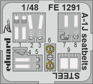 Eduard FE1291 A-1J seatbelts STEEL TAMIYA