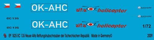 Peddinghaus-Decals 1825 EC 135 New Alfa Rescue Helicopter Of The Czech Republic