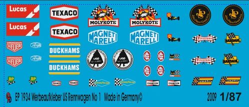 Peddinghaus-Decals 1934 Industry Sticker For US Race Cars No 1 And 2