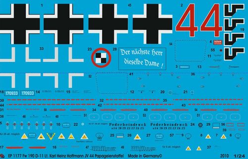 Peddinghaus-Decals 1177 FW 190-D11 Leut. Karl Heinz Hoffmann JV 44 Papageienstaffel
