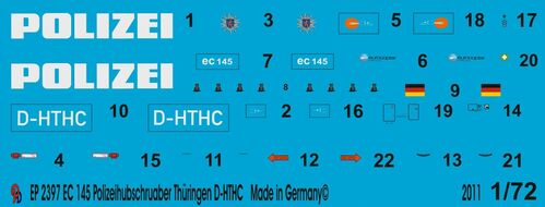 Peddinghaus-Decals 2397 EC 145 Police Helicopter Thüringen D-HTHC