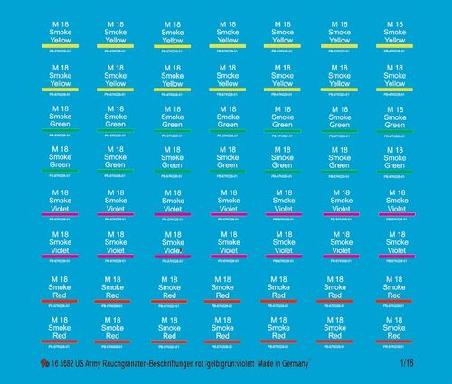 Peddinghaus-Decals 3682 US Army Smoke Grenades Markings In Red, Yellow, Green, Purple