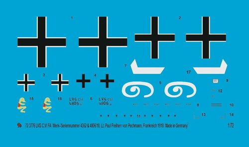 Peddinghaus-Decals 3776 LVG C.VI FA Factory/Serial Number 4362 And 4806/18 Lt. Paul Freiherr Von Pechmann