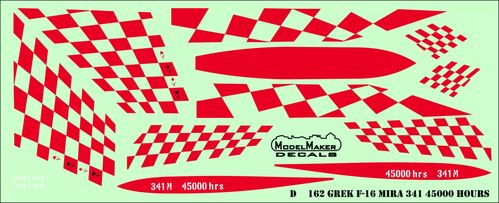 Model Maker Decals D72162 Greek F-16 341 Mira 45000 Hours