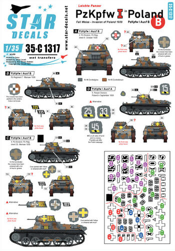 Star-Decals 35-C1317 PzKpfw I in Poland. PzKpfw I Ausf B. Fall Weiss - Invasion of Poland 1939