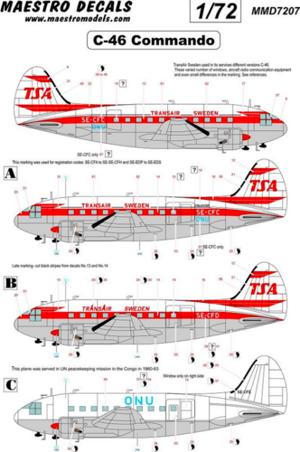 Maestro Models D7207 C-46 Commando decal TransAir