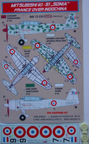 Kora Models Dec72233 Mitsubishi Ki-51 Sonia French Indochina