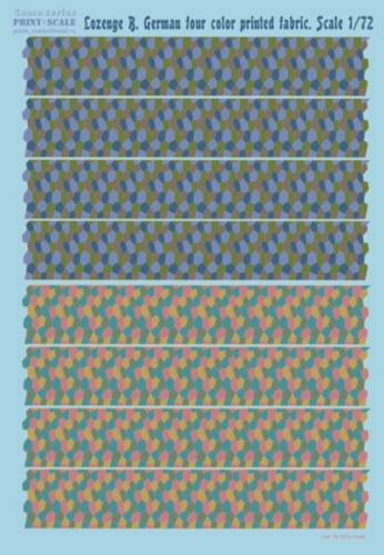 Print Scale 005-camo Lozenge B. German four color printed fabric.