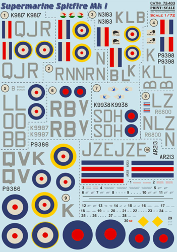 Print Scale 72-403 Supermarine Spitfire Mk. 1
