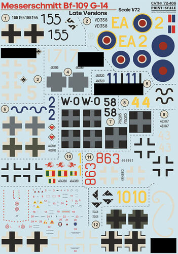 Print Scale 72-406 Messerschmitt Bf-109 G-14 Late.