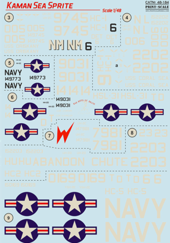 Print Scale 48-184 NEW Kaman Seasprite The complete set 2 leaf
