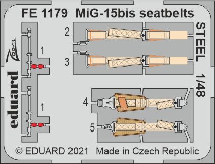 DISCONTINUED Eduard FE1179 MiG-15bis seatbelts STEEL BRONCO / HOBBY 2000