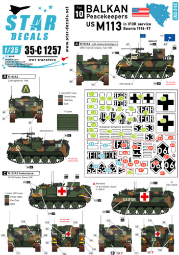 Star-Decals 35-C1257 Balkan Peacekeepers # 10. US M113 in IFOR markings.