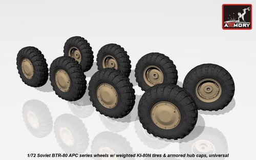 Armory Models Group AC7324b BTR-80 APC wheels w/ weighted tires KI-80N & armored hub caps