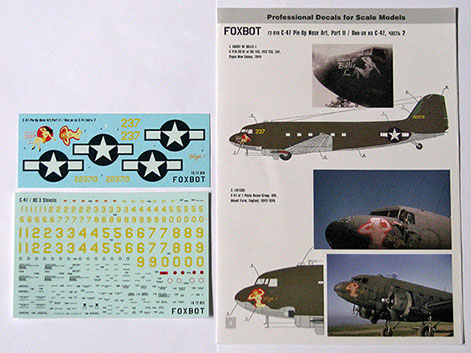 FOXBOT 72-018 Douglas C-47 Skytrain/Dakota "Pin-Up Nose Art and Stencils" Part # 2