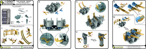 Master SM-350-094 USN 40 mm/56 Bofors quadruple mount ver.2 / with Mk-51 director - (resin, PE and turned parts) - (6pcs)